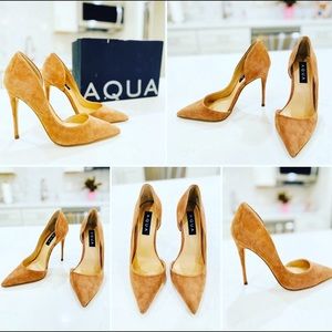 Aqua | Shoes | Aqua Dion Tan Suede 3 Inch Heels | Poshmark